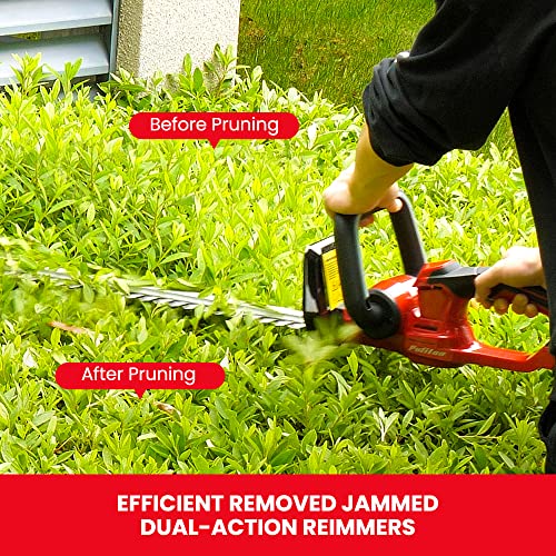 PULITUO 20V Cordless Battery Hedge Trimmer,23.5-inch Dual-Action Laser Blade, 3/5β Cutting Capacity, 2400 SPM, 2.0Ah Li-ion Battery, Lightweight & Compact Trimmer, Gardening Hand Pruner,Shrub Trimmer