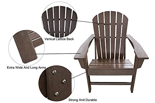 EZyard HDPE Plastic/Resin Classic Outdoor Adirondack Chair for Patio Deck Garden,Backyard & Lawn Furniture,Brown (Brown)