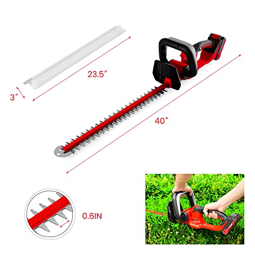 PULITUO 20V Cordless Battery Hedge Trimmer,23.5-inch Dual-Action Laser Blade, 3/5β Cutting Capacity, 2400 SPM, 2.0Ah Li-ion Battery, Lightweight & Compact Trimmer, Gardening Hand Pruner,Shrub Trimmer