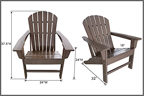 EZyard HDPE Plastic/Resin Classic Outdoor Adirondack Chair for Patio Deck Garden,Backyard & Lawn Furniture,Brown (Brown)