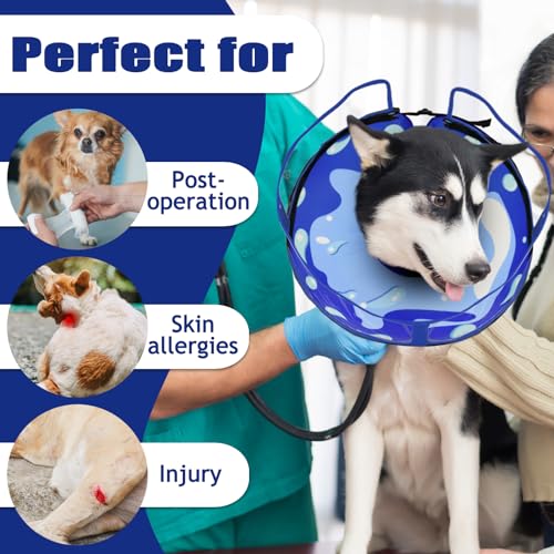 BARKLESS Soft Dog Donut Collar, Inflatable Cone with Anti-Licking Shield, Not Block Vision, Neuter Cone Alternative