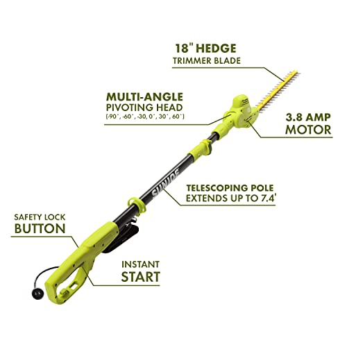 Sun Joe SJH901E 18-Inch Electric Telescoping Pole Hedge Trimmer