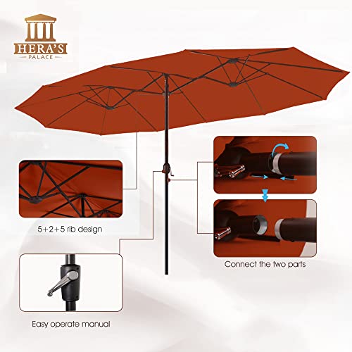 HERA'S PALACE 13ft Rectangle Patio Umbrellas, Large Outdoor Umbrella with Crank, Powerful UV Protective, Table Umbrella Outdoor Patio for Backyard, Pool, Garden, Deck