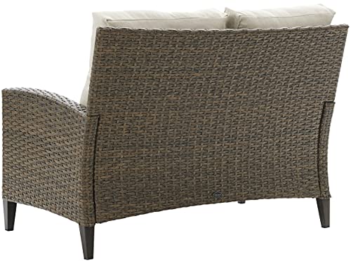 Crosley Furniture CO7161-LB Rockport Outdoor Wicker High Back Loveseat, Light Brown