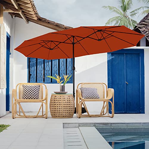 HERA'S PALACE 13ft Rectangle Patio Umbrellas, Large Outdoor Umbrella with Crank, Powerful UV Protective, Table Umbrella Outdoor Patio for Backyard, Pool, Garden, Deck
