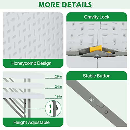 HKLGorg Folding Table 4 Ft Heavy Duty Fold Up Table Camping Working Table Indoor Outdoor Plastic Folding Table Utility Party Dining Table Easy to Assemble with Lock Function White