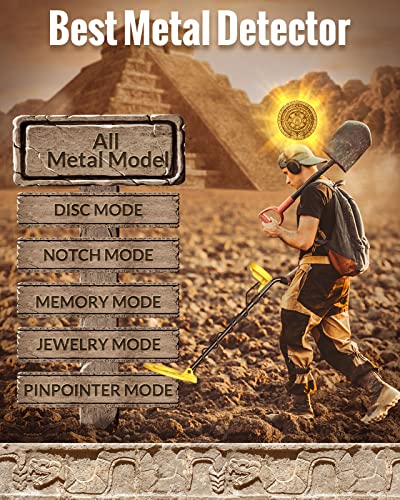 Metal Detector for Adults - Professional Metal Detector Gold and Silver with LCD Display, High Accuracy Waterproof Pinpoint 5 Modes, 10" Coil Lightweight Metales Detectors Stem Adjustable to 60.2"