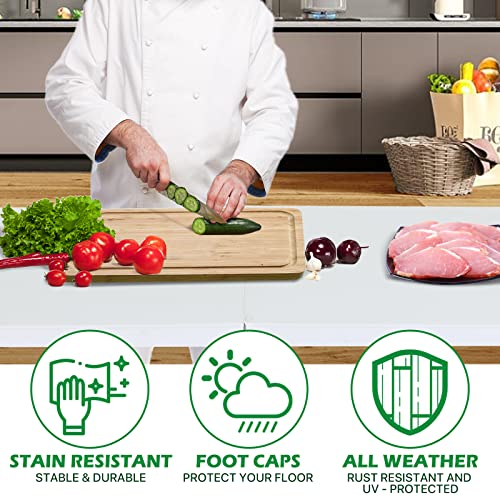 HKLGorg Folding Table 4 Ft Heavy Duty Fold Up Table Camping Working Table Indoor Outdoor Plastic Folding Table Utility Party Dining Table Easy to Assemble with Lock Function White