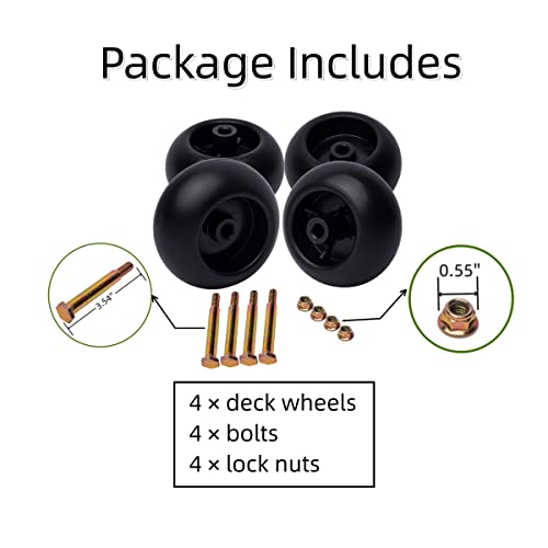 4 Pack lawn mower Deck Wheels Replacement 753-04856A Fits Cub Cadet RZT50 RZT54 LT1050 AM116299 M111489