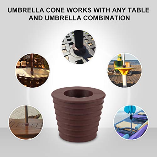 Umbrella Cone Wedge for Patio Table Hole Opening or Parasol Base Stand 1.8 to 2.4 Inch Umbrella Pole Diameter 1 1/2 Inch (Black) (Dark Brown)