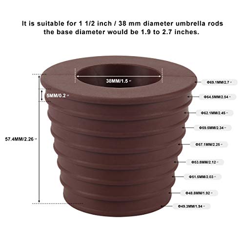 Umbrella Cone Wedge for Patio Table Hole Opening or Parasol Base Stand 1.8 to 2.4 Inch Umbrella Pole Diameter 1 1/2 Inch (Black) (Dark Brown)