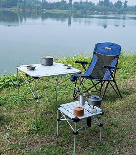iClimb 1 Folding Square Table and 1 Padded Rocking Folding Chair Buddle for Two Person Camping Patio Porch Backyard Lawn Garden Balcony Indoor Outdoor