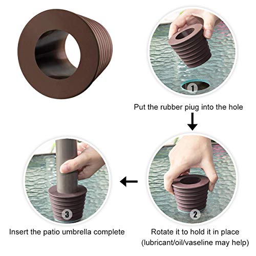 Umbrella Cone Wedge for Patio Table Hole Opening or Parasol Base Stand 1.8 to 2.4 Inch Umbrella Pole Diameter 1 1/2 Inch (Black) (Dark Brown)