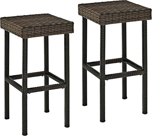 Crosley Furniture Palm Harbor Outdoor Wicker 29-inch Bar Stools - Brown (Set of 2)