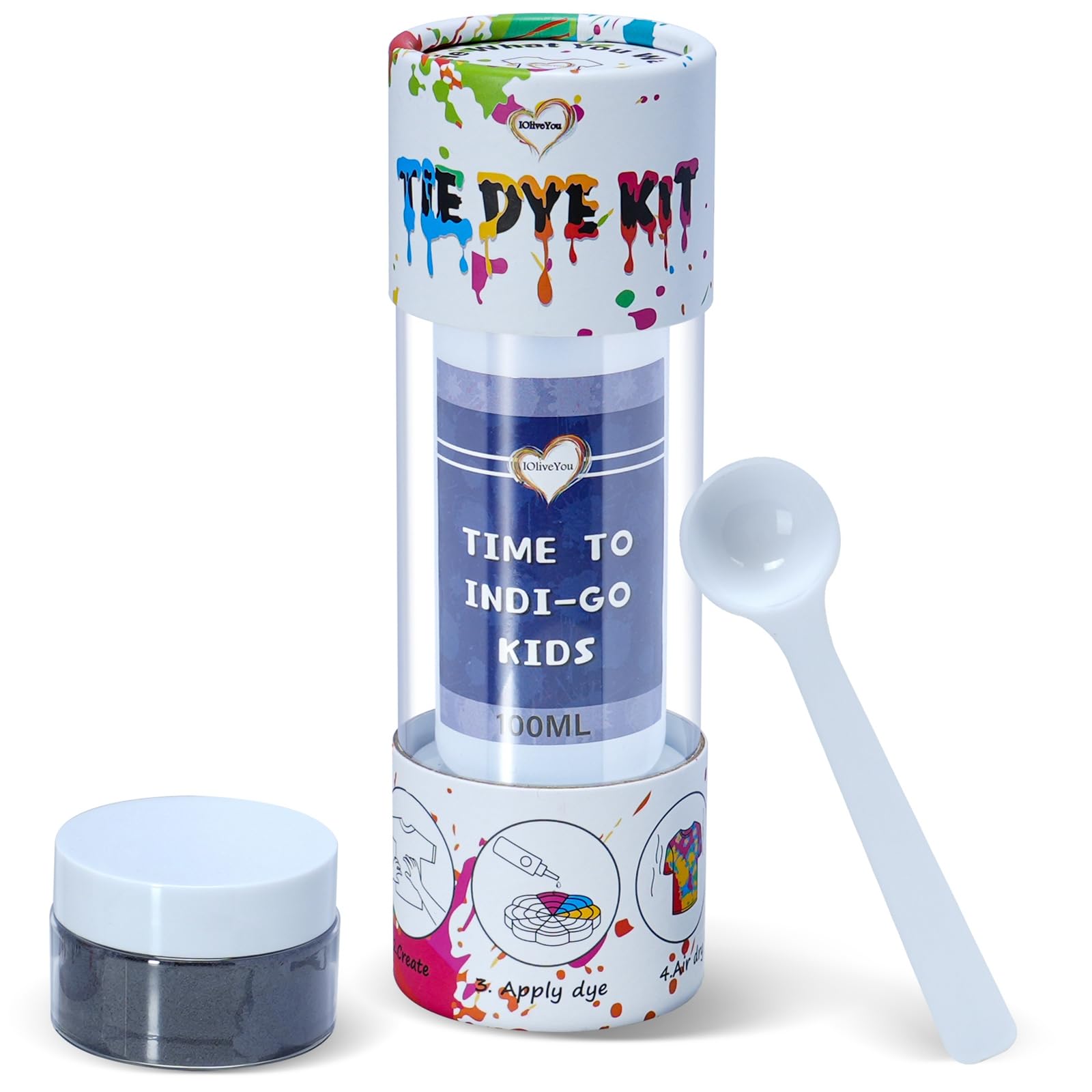 IOliveYou Tie Dye kit -Undisputed King of Tie Dye Powder- Indio Blue Color Cold Water Dye-Permanent and Washfast Fiber Reactive Dye