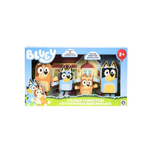 Bluey Wooden Character Figures β 4 Colorful Wooden Figures β FSC Certified for Children 3 Years and Up