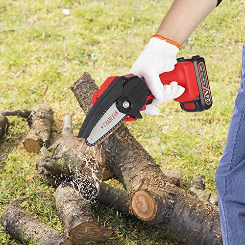 Mini Chainsaw Cordless 4-Inch Electric Power Chain Saws One-Hand Handheld Portable Chainsaws for Tree Branch Wood Cutting
