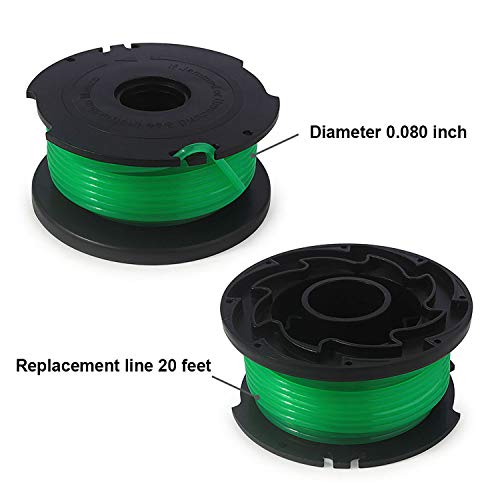 Eyoloty SF-080 Trimmer Replacement Spools Compatible with Black Decker SF-080-BKP GH3000 GH3000R LST540 LST540B Weed Eater 20ft 0.080" Edger Refills with 90583594 Cover Cap (4 Spool, 1 Cap)