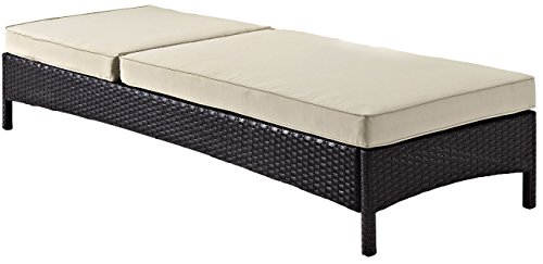 Crosley Furniture Palm Harbor Outdoor Wicker Chaise Lounge with Sand Cushions - Brown