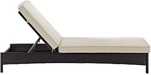 Crosley Furniture Palm Harbor Outdoor Wicker Chaise Lounge with Sand Cushions - Brown
