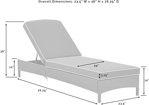Crosley Furniture Palm Harbor Outdoor Wicker Chaise Lounge with Sand Cushions - Brown