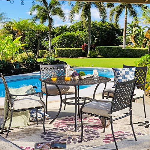 PatioFestival Patio Dining Chairs Stackable Outdoor Chairs Dining Furniture Set of 4,All Weather Frame with Thick Cushion for Porch,Yard,Balcony,Kitchen