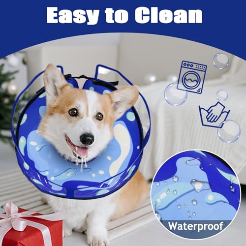 BARKLESS Soft Dog Donut Collar, Inflatable Cone with Anti-Licking Shield, Not Block Vision, Neuter Cone Alternative