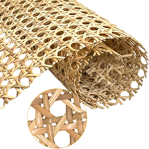 Cane Webbing 13.8"(W) x 3.3'(L) Rattan Webbing Roll Natural Cane Webbing for Caning Projects, DIY Furniture Chair Cabinet Ceiling and Door