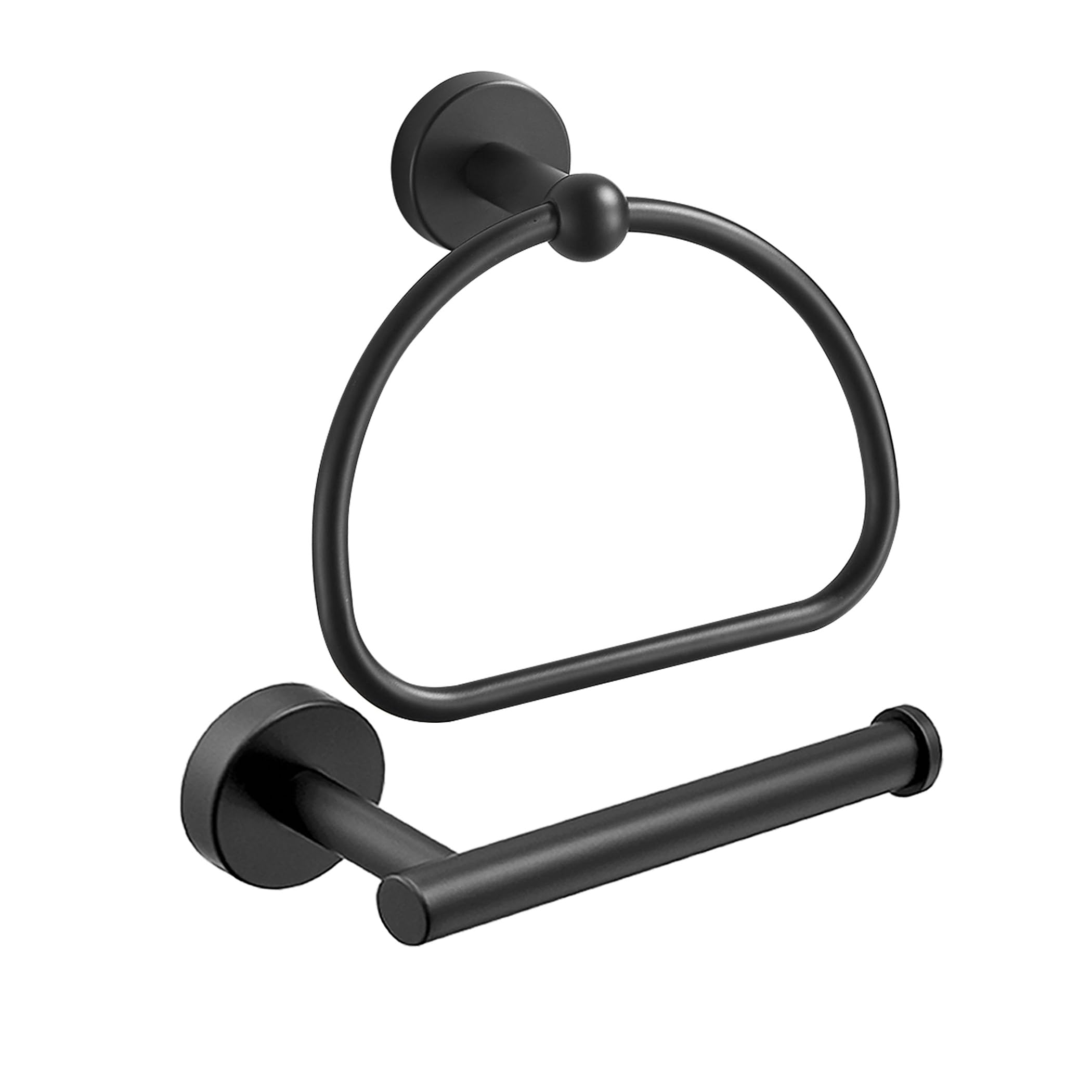 Leyden Matte Black Toilet Paper Holder and Hand Towel Holder, 2 Pieces Bathroom Hardware Accessories Set, SUS304 Stainless Steel Sturdy Wall Mount Toilet Paper Roll Holder and Towel Rack