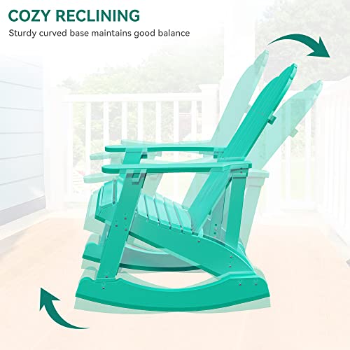 YITAHOME Outdoor Rocking Adirondack Chair Set of 2, Heavy Duty Plastic Rocking Chairs with Rotatable Cup Holder, Oversized Rocker Chair for Garden Lawn Yard Patio Deck Pool Porch Beach Fire Pit