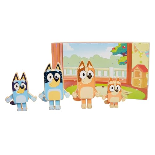 Bluey Wooden Character Figures β 4 Colorful Wooden Figures β FSC Certified for Children 3 Years and Up