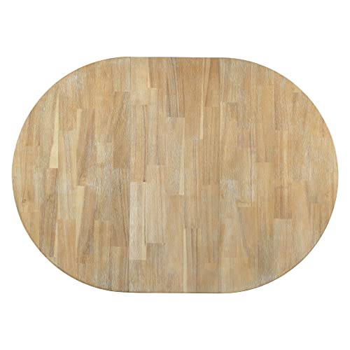 Lifeand Farmhouse Round Extendable Dining 16" Leaf Kitchen Table (Natural Wood Wash)