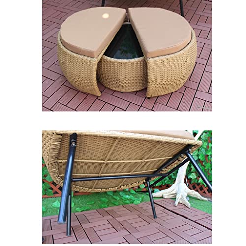 QUUL Outdoor Rattan Chair Three Piece Combination Home Balcony Leisure Sofa Rattan Chair