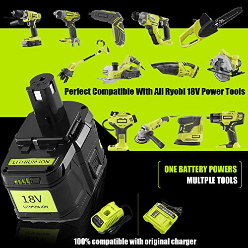Jialitt 9.0Ah Li-ion P108 Replacement Battery for Ryobi 18V ONE+ P102 P103 P105 P107 P108 P109 Cordless Tool Battery with LED Indicator