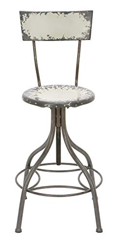 Deco 79 Metal Bar Stool with Backrest, 18" x 18" x 41", Beige