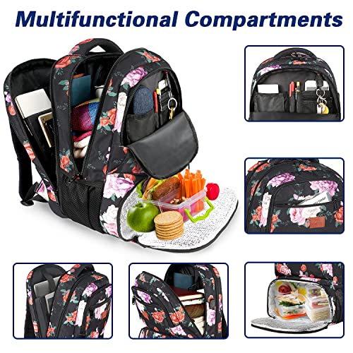 MATEIN Lunch Backpack for Women, Insulated Cooler Backpack with USB Charging Port, Water Resistant Lunch Box Backpack with Laptop Compartment Fits 17 Inch Computer Backpack Daypack for Picnic Travel