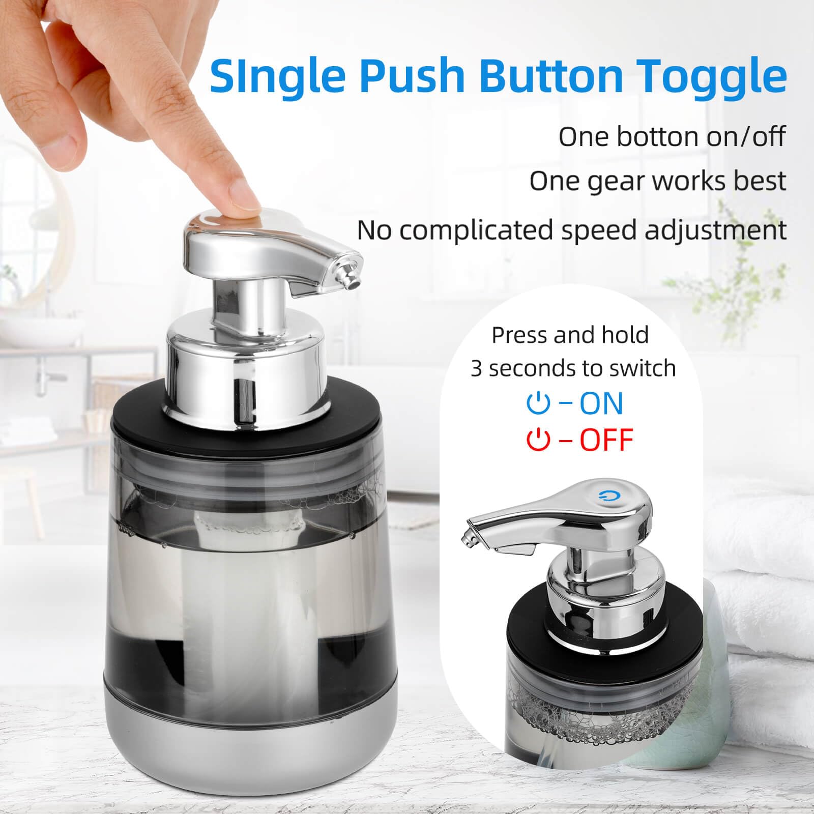 Automatic Soap Dispenser Touchless: 10oz Foaming Soap Dispenser, Hand Free Soap Dispenser Rechargeable Soap Dispenser, for Bathroom, Kitchen, Hotel…