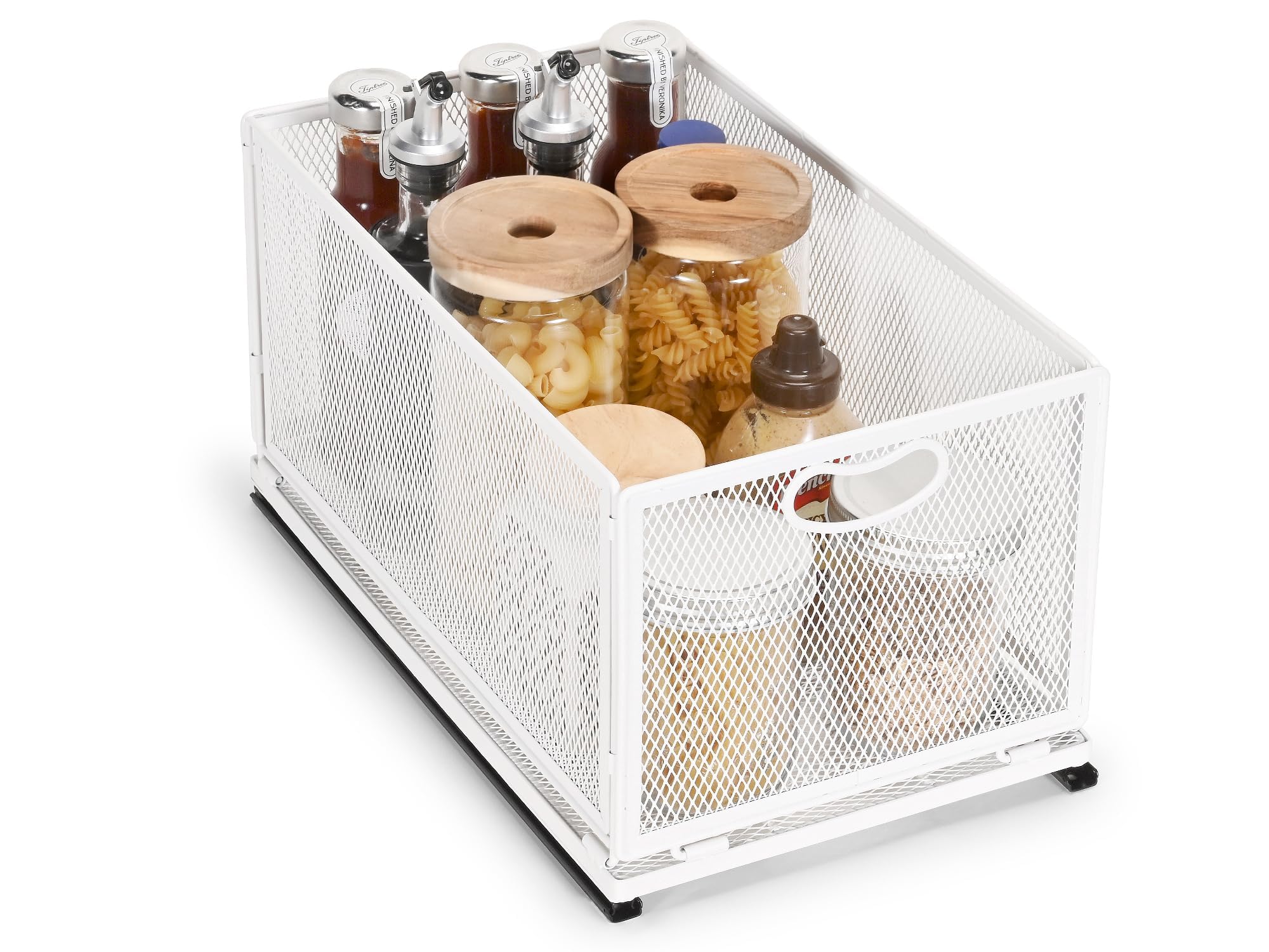 StorageWorks Pull Out Cabinet Organizer, Under Sink Organizers and Storage Rack, Slide Out Cabinet Drawers for Bathroom, Pantry, Kitchen, White