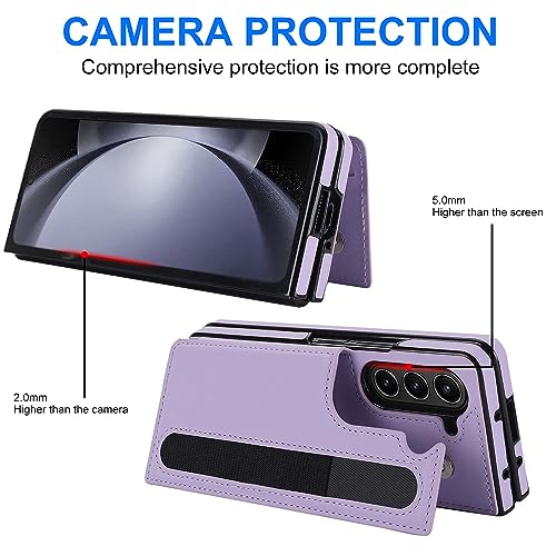 lefeda Wallet Case for Samsung Galaxy Z Fold 5, Flip PU Leather Phone Cover with S Pen Holder 2 Card Slot and Magnetic Closure Stand Function Slim Case,Purple