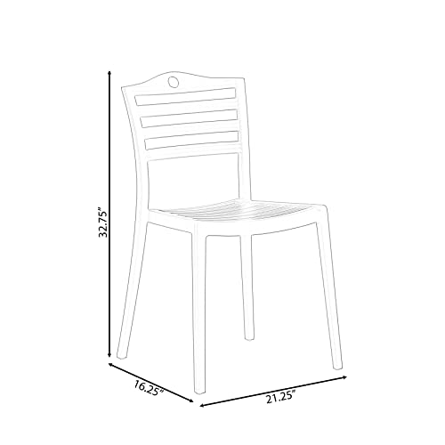 Fabulaxe Stackable Modern Plastic Indoor and Outdoor Dining Chair with Ladderback Design for All Weather Use, Blue Set of 4