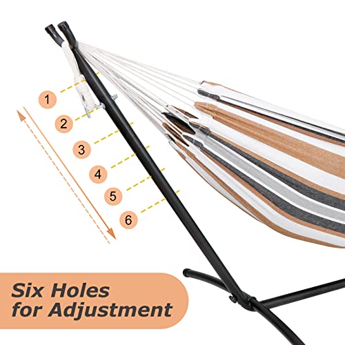 ZENY Double Hammock and Stand for 2 Person Heavy Duty Hammock Stand Brazilian-Style Cotton Hammock, 440LB Capacity