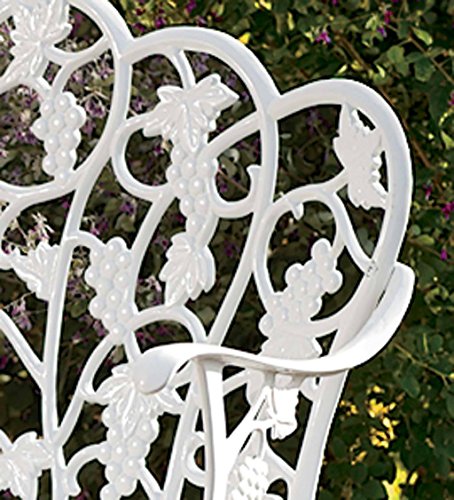 Plow & Hearth Weatherproof Grapevine Outdoor Bench | Holds Up to 300 lbs | Garden Patio Porch Park Deck | Metal | White