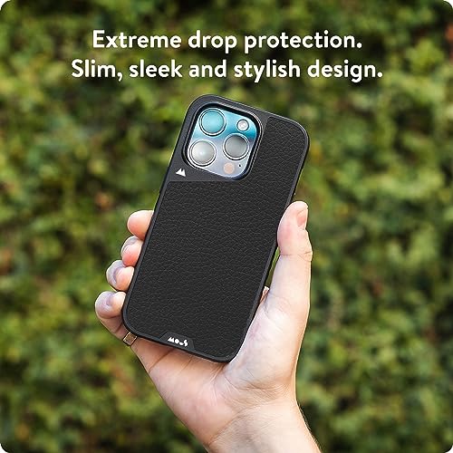 Mous for iPhone 15 Pro Case MagSafe Compatible - Limitless 5.0 - Black Leather - Protective iPhone 15 Pro Case - Shockproof Phone Cover
