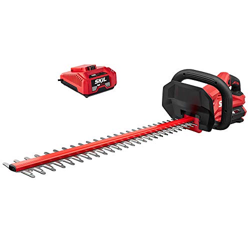 SKIL PWR CORE 40 Brushless 40V 24â Cordless Hedge Trimmer Kit with Dual Action Blade, 3/4'' Cut Capacity, Includes 2.5Ah Battery and Auto PWR Jump Charger - HT4221-10