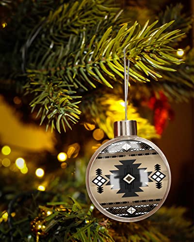 Christmas Ornaments for Christmas Tree Hanging, Western Southwestern Balls Ornaments Shatterproof Christmas Ornaments Ball for Holiday Party Gift Decor Brown Boho Aztec Farmhouse Native 3.5"