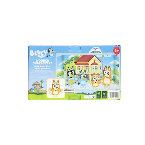 Bluey Wooden Character Figures β 4 Colorful Wooden Figures β FSC Certified for Children 3 Years and Up