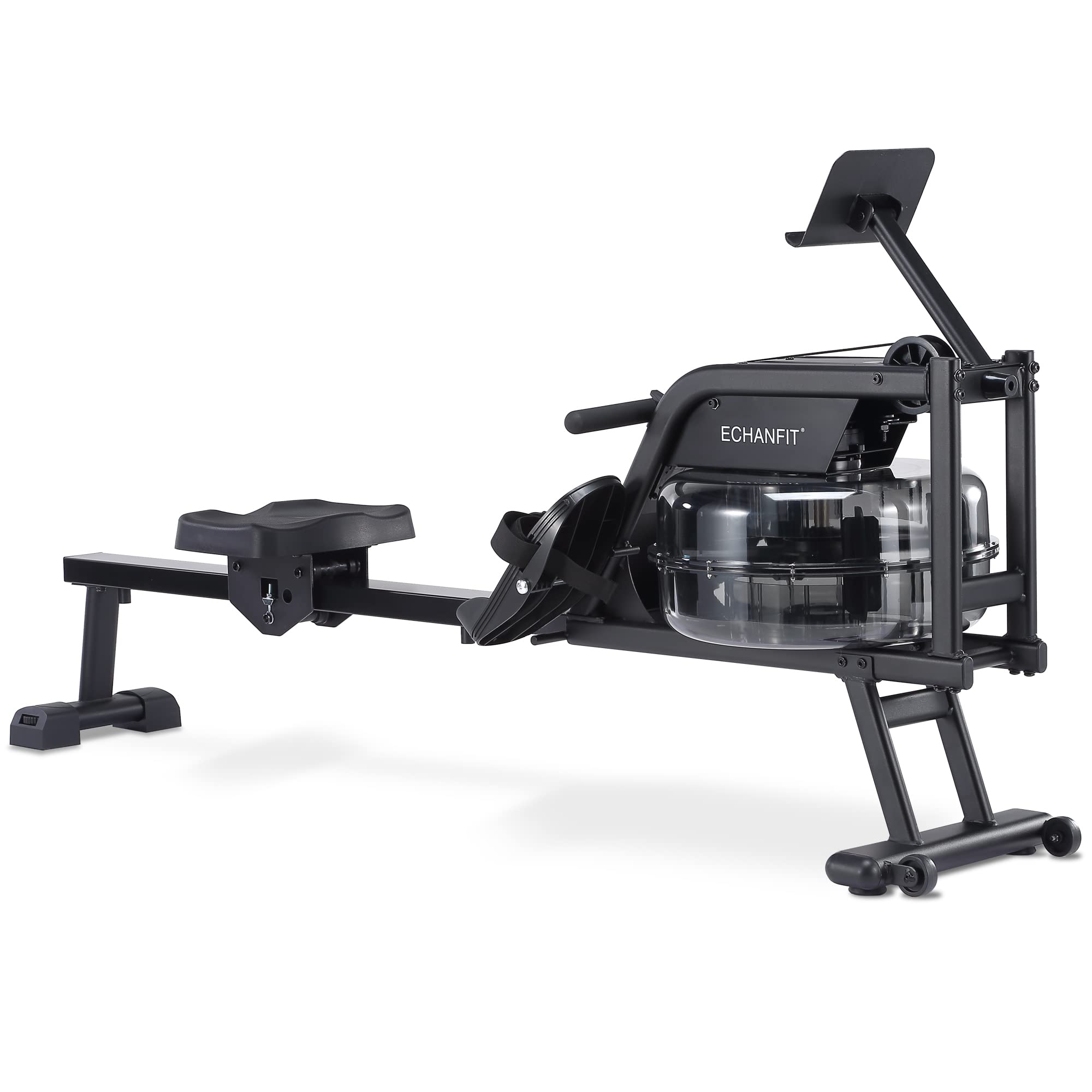 ECHANFIT Water Rowing Machine - Magnetic Rower with Monitor, Device Holder, Adjustable 16 Level Water Resistance, Easy Storage Rowing Machines for Home use