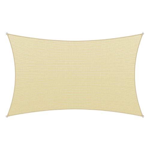 Amgo 14' x 20' Beige Rectangle Sun Shade Sail Canopy Awning, ATANPR1420,95% UV Blockage, Water & Air Permeable, Commercial and Residential (We Customize)