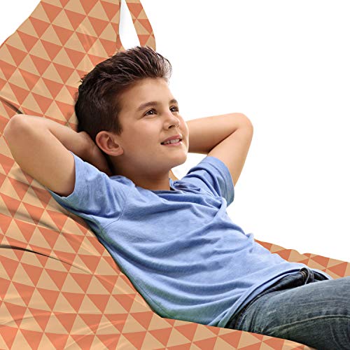 Lunarable Orange Lounger Chair Bag, Different Pastel Colored Triangles Chevron Diagonal Squares Geometric Tiling, High Capacity Storage with Handle Container, Lounger Size, Orange Pale Orange