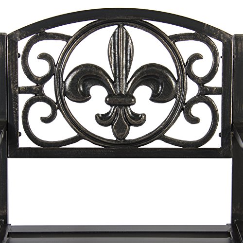 Best Choice Products Outdoor Metal Rocking Chair Seat for Patio, Porch, and Deck w/Scroll Design and Bronze Finish, Black